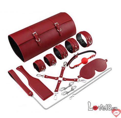 Kho sỉ Bộ dụng cụ bạo dâm bằng da PU cao cấp Đỏ và Đen chính hãng