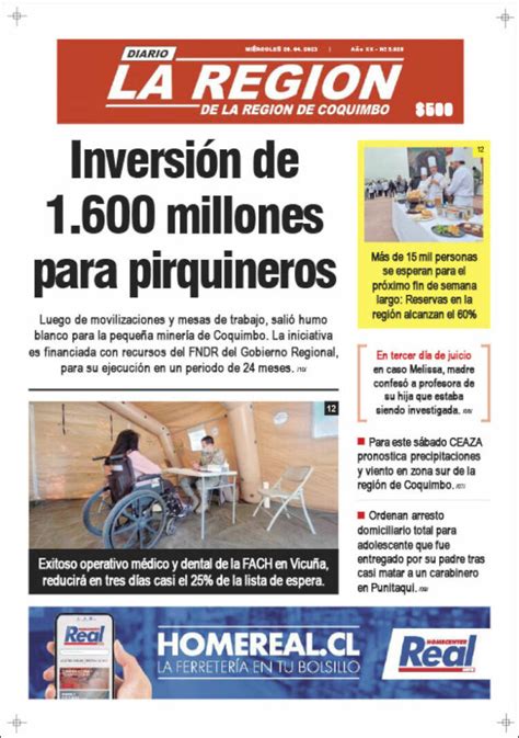 Periódico Diario La Región de Coquimbo Chile Periódicos de Chile