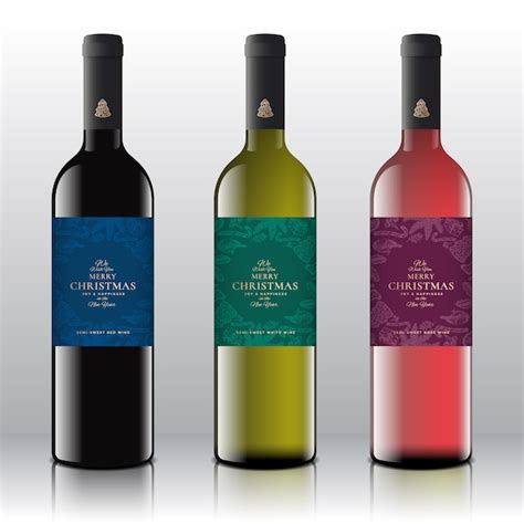 Vino Tinto Blanco Y Rosado En Las Botellas Realistas Vector Premium