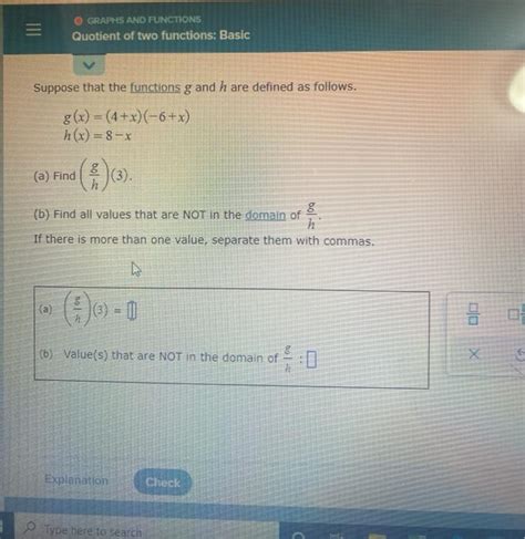 solved graphs and functions quotient of two functions