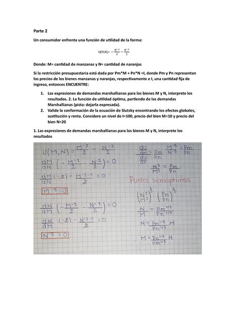 Ejercicio 2 micro Parte 2 Un consumidor enfrenta una función de