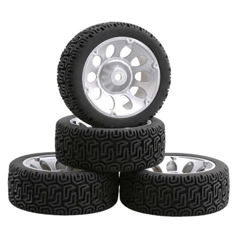 Roues Rc Avec Pneus En Caoutchouc Inserts En Mousse Rc Pneus Argent