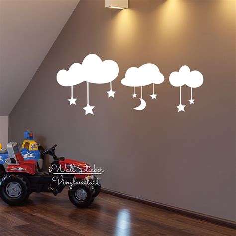 Baby Nursery Clouds Wall Sticker Cloud Stars Wall Decal Cut Vinyl Decal