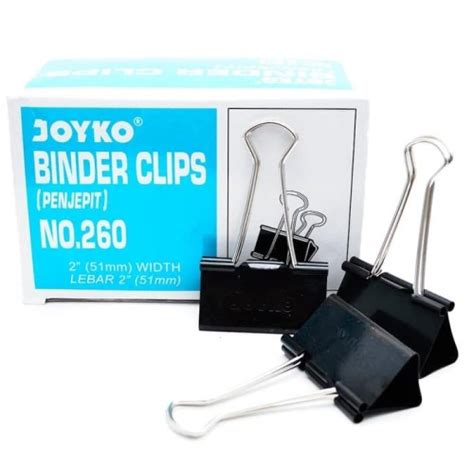 Jual Binder Clip 260 Klip Penjepit Kertas Joyko Kenko Jepitan HItam