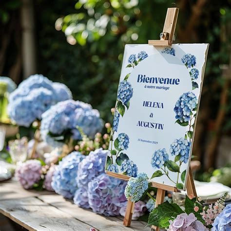 Panneau Bienvenue Mariage Hortensia La Crafterie