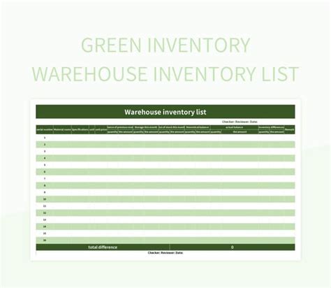 Green Inventory Warehouse Inventory List Excel Template And Google