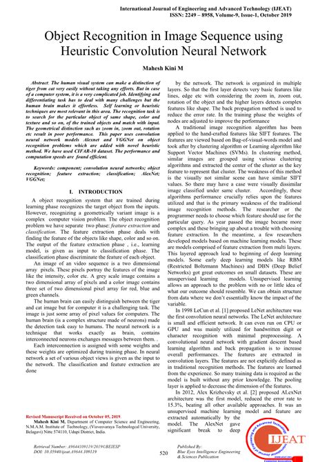 object recognition in image sequence using heuristic convolution neural network docslib