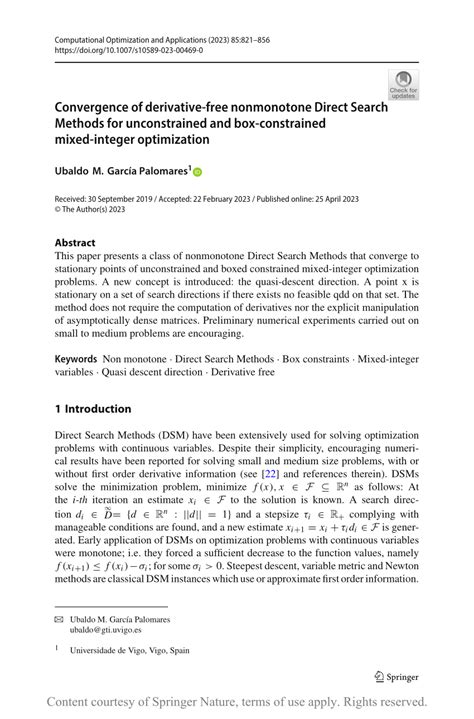 pdf convergence of derivative free nonmonotone direct search methods for unconstrained and box