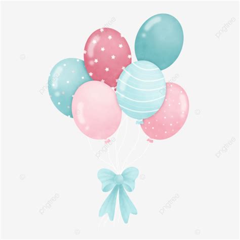 Globos Azules Y Rosas Con Cinta PNG Dibujos Globos Globo Azul Pink