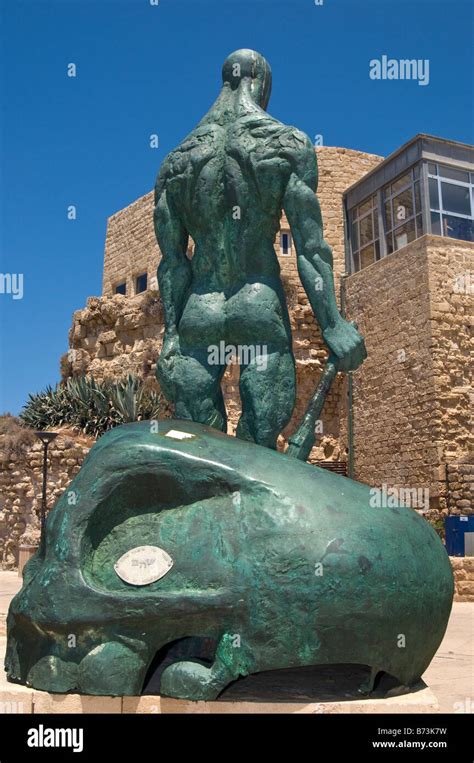 Metal Statue Of Man Caesarea National Park Israel Stock Photo Alamy