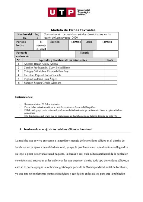 AC S11 Semana 11 Tarea 4 Fichas Textuales Modelo De Fichas
