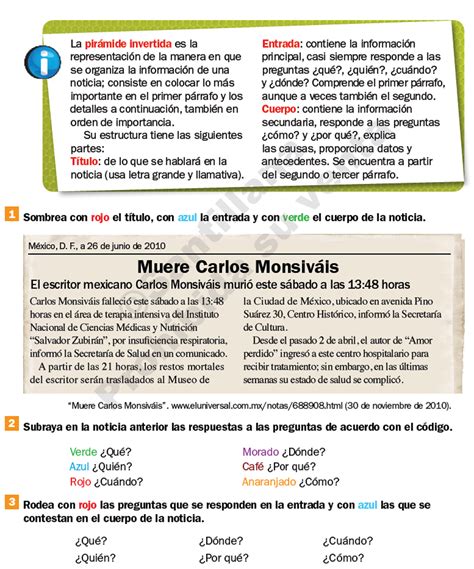 Cuarto Grado 2020 2021 Español La nota periodística