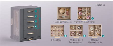 Songmics Jewellery Box Rotating Jewellery Organiser With