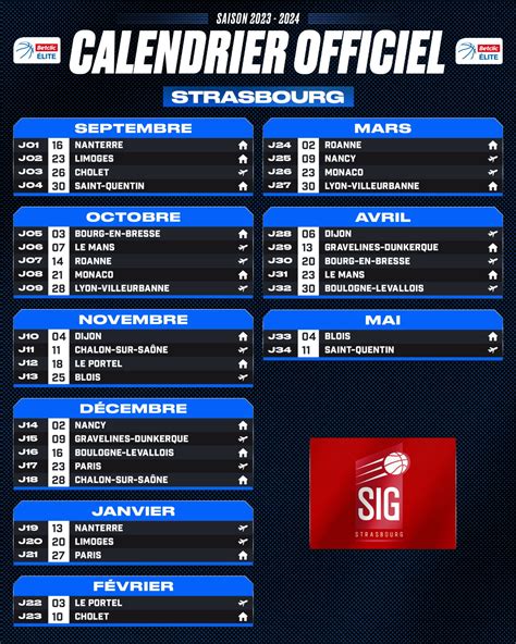 Basket Ball Le Calendrier De La Sig Pour La Saison
