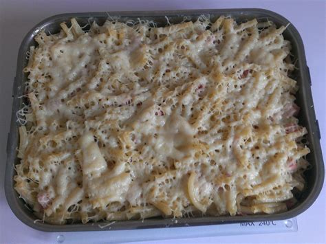 Gratin de pâtes au jambon et à la moutarde Recette de Gratin de pâtes