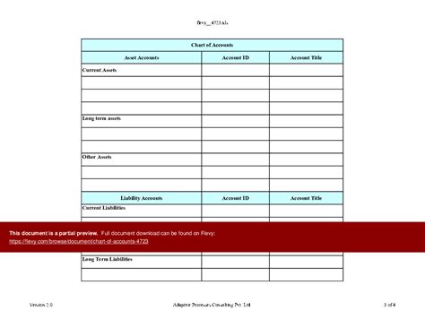 Excel Template Chart Of Accounts Excel Template Xls Flevy