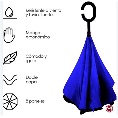 Sombrilla Reversible Invertida Paraguas Manos Libres Uv Zelika