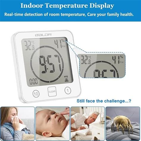 Horloge De Salle De Bain Température D Humidité Numérique Horloge
