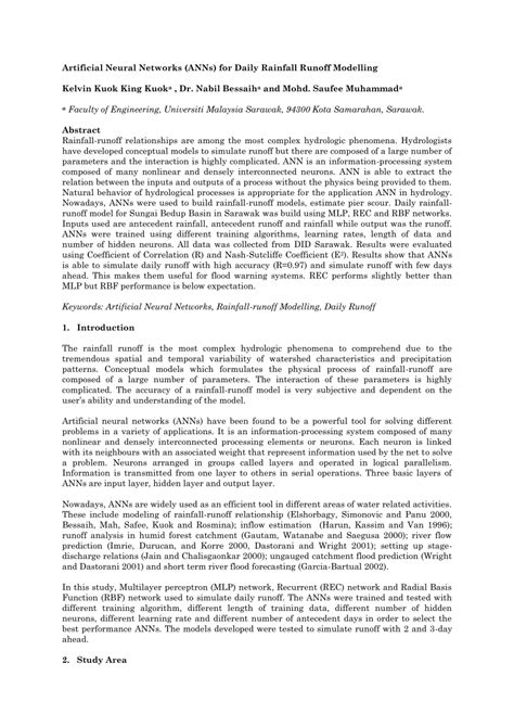 pdf artificial neural networks anns for daily runoff forecasting