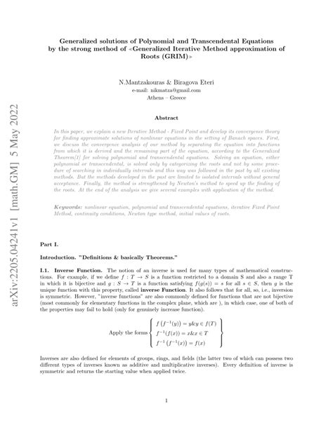 pdf generalized solutions of polynomial and transcendental equations by the strong method of