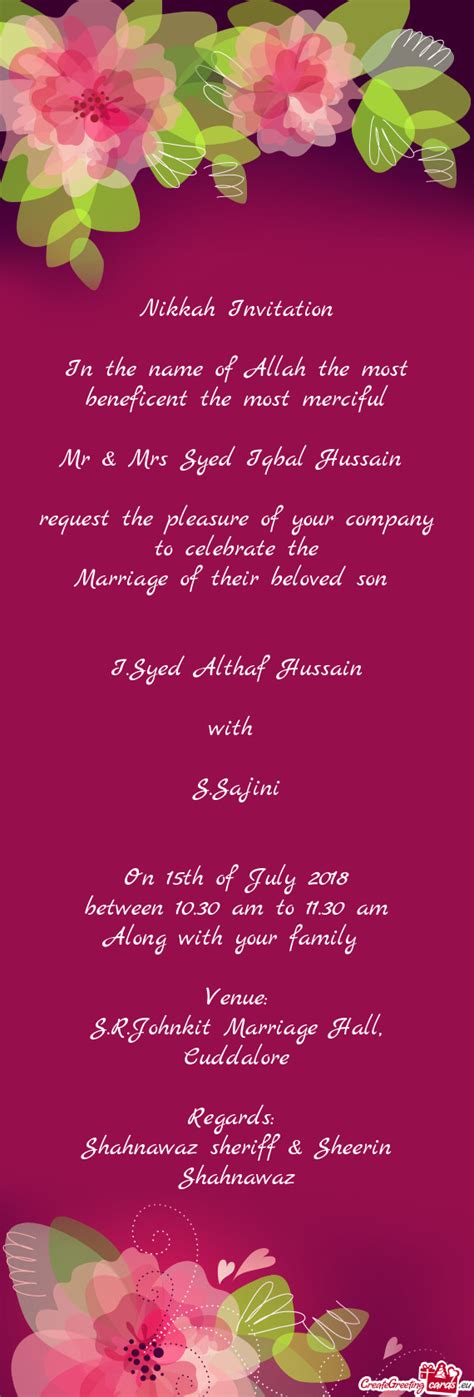 Nikkah Invitation Free Cards