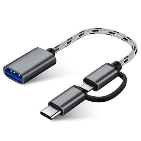 Cabo Adaptador Otg Micro Usb E Tipo C Em Escorrega O Pre O