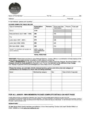 Fillable Online Membership Application Form 2014 15 Bearsden Lawn