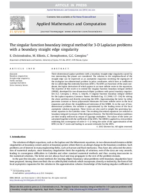 pdf the singular function boundary integral method for 3 d laplacian problems with a boundary