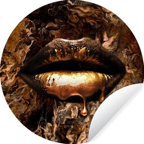 WallCircle Muurstickers Behangcirkel Goud Lippen Luxe