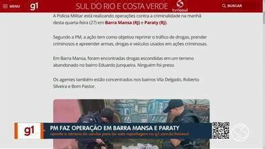 RJ1 TV Rio Sul g1 no RJ1 Polícia Militar faz operação contra a