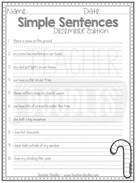 Simple Sentences For First Grade