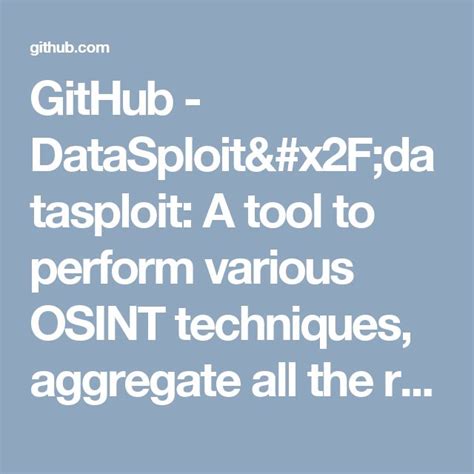 GitHub DataSploit Datasploit A Tool To Perform Various OSINT