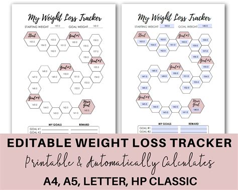 Printable Weight Loss Tracker Editable PDF Auto Populate Etsy Australia