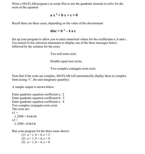 solved write a matlab program m script file to use the