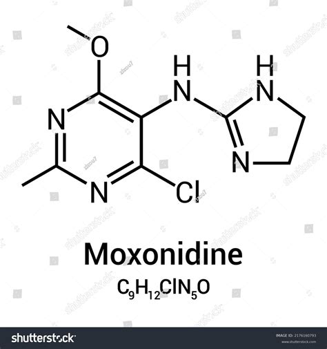 Chemical Structure Moxonidine C9h12cln5o Stock Vector Royalty Free