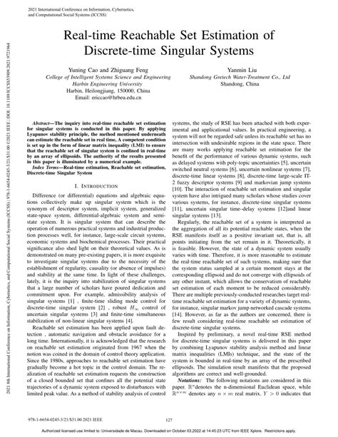 pdf real time reachable set estimation of discrete time singular systems