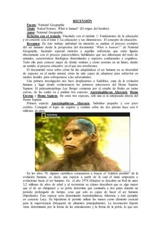 Resumen V Deo El Origen Del Hombre Pdf