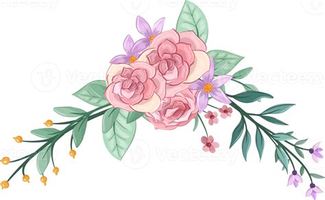 Arreglo Floral Rosa Con Estilo Acuarela 15737319 PNG
