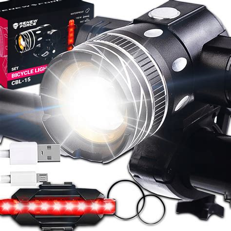 Lampa Rowerowa Przednia Tylna na Kierownicę Akumulatorowa USB Latarka