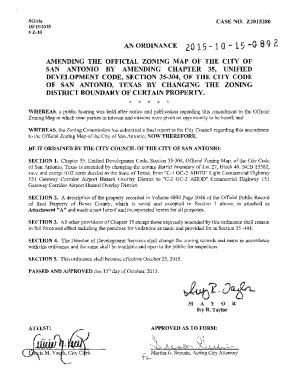 Fillable Online AN ORDINANCE 20 15 1 0 The City Of San Antonio Fax