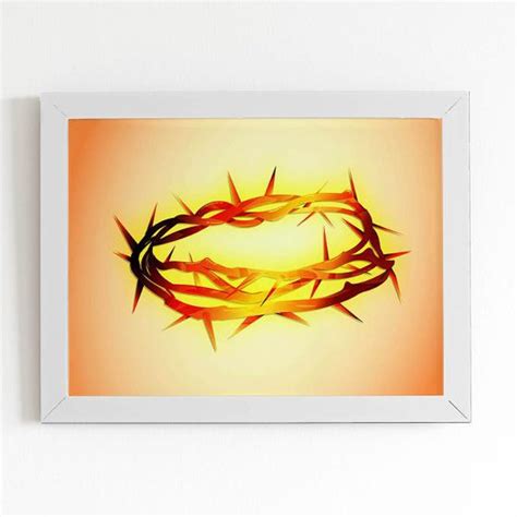 Quadro Coroa De Espinhos Jesus Cristo Moldura Branca X Cm Plimshop