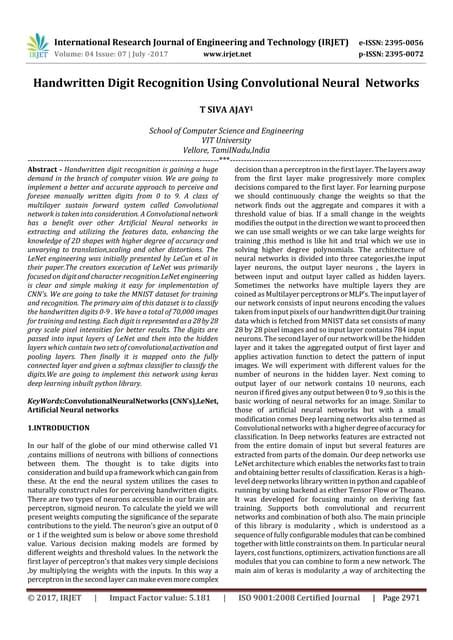 handwritten digit recognition using convolutional neural networks pdf