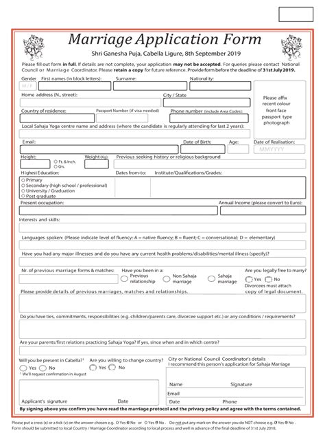 Application Form For Marriage Complete With Ease Airslate Signnow
