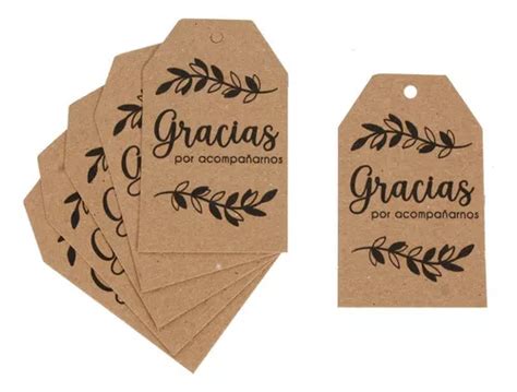 Tarjeta Agradecimiento Rectangular Kraft 6 5cm Mylin 20pz Meses Sin