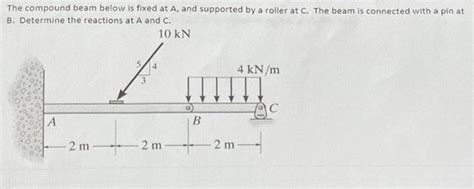 Solved The Compound Beam Below Is Fixed At A And Supported Chegg