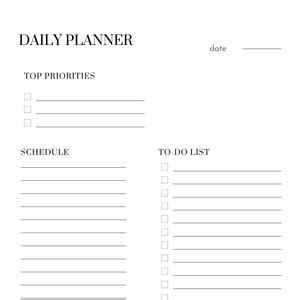 Minimalist And Aesthetic Printable Daily Planner 1 Page Instant