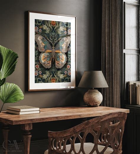 William Morris Inspired Butterfly Art Print Butterfly Print Etsy