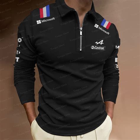 2022 quente f1 fórmula 1 zíper camisa polo para alpine racing espanha