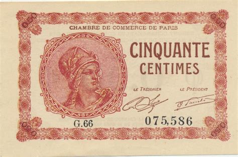 Paris 50 Centimes 1920 Chambre De Commerce Billet MA Shops