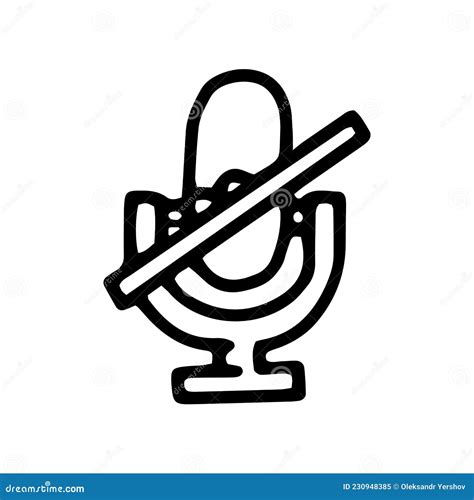 Mute Microphone Mute Audio Mic With Vector Line Art Icon On A
